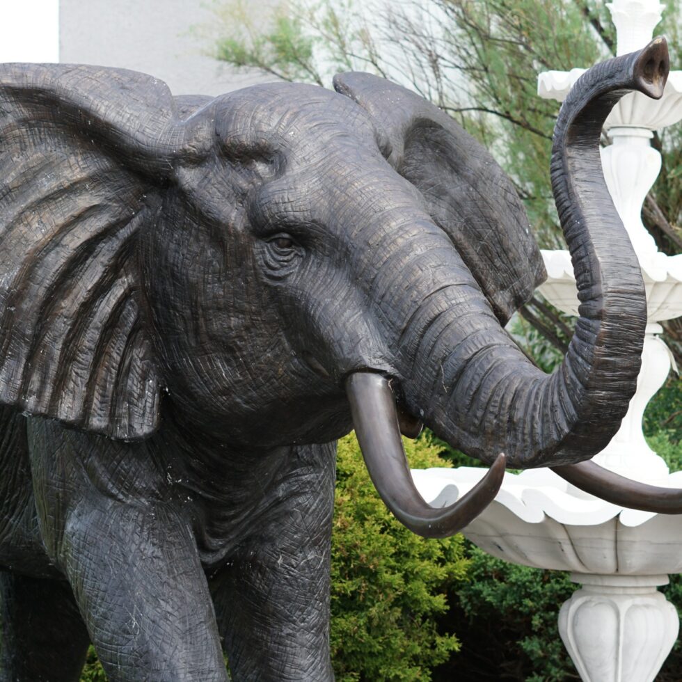 Extra Large Bronze Elephant Statue Life Size - Irongate Garden Elements